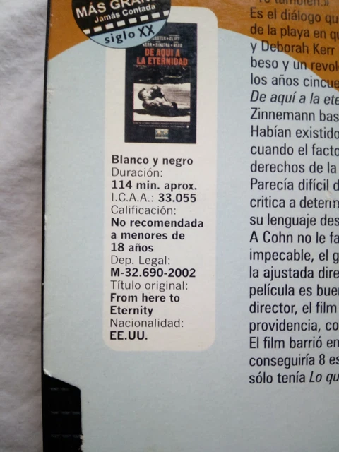 HERE TO ETERNITY Tape VHS Burt Lancaster. Frank Sinatra Montgomery ...