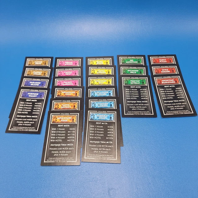 MONOPOLY MILLIONAIRE 22 Title Deed Cards Replacement Game Piece ...