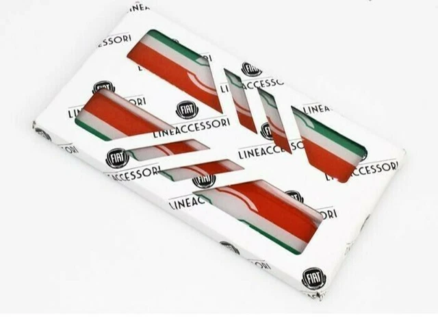 GENUINE FIAT 500 logo Italian Flag Badges Side Moulding Badges x 2 P/N ...
