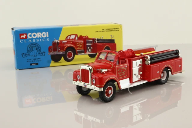 CORGI 52602; MACK B Series Fire Pumper; Gettysburg Fire Dept; Excellent ...