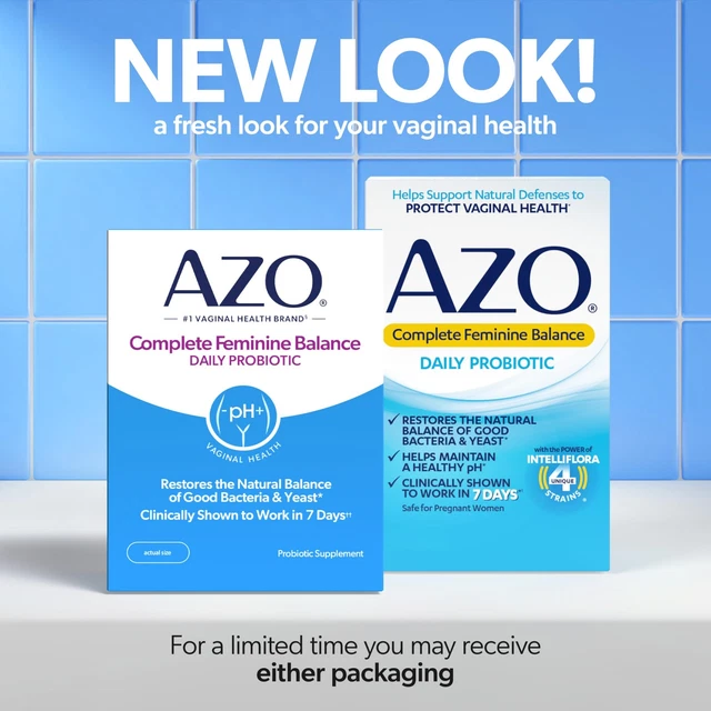 AZO COMPLETE FEMININE Balance Daily Probiotics for Women, Clinically ...