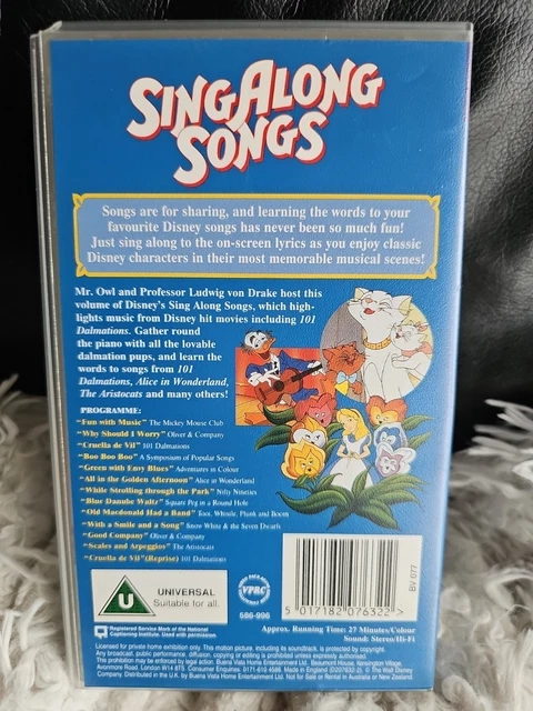 WALT DISNEY SING Along Songs 101 Notes Of Fun Video Tape Excellent ...