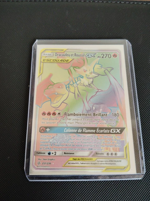 CARTE POKÉMON DRACAUFEU Et Roussil GX Secrète Fantôme Escouade 251/236 ...