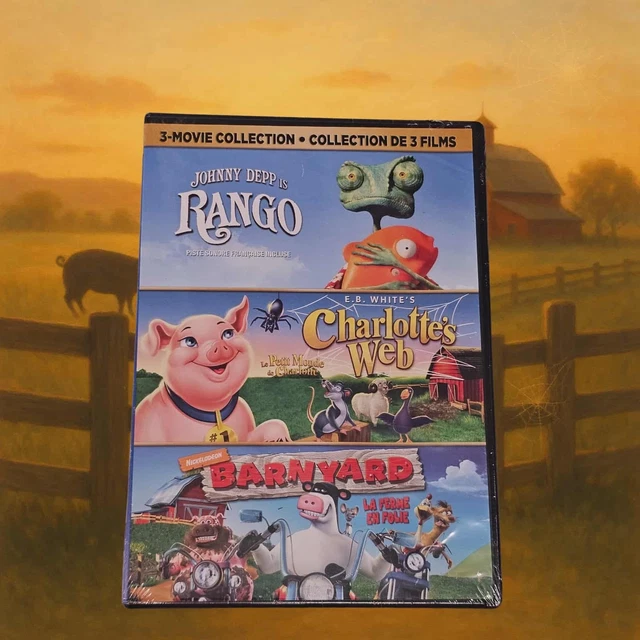 RANGO CHARLOTTE’S WEB Barnyard 3-Movie Collection DVD Family Animation ...