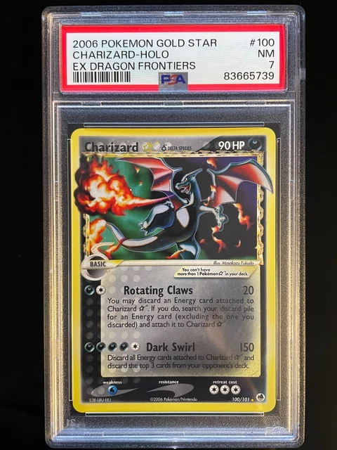 2006 POKEMON EX Dragon Frontiers Gold Star Charizard #100 Holo PSA 7 ...