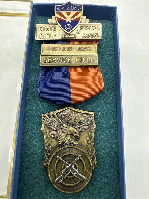 ARIZONA STATE PISTOL Rifle Civilian Team Service 30 Cal 1975 Medal ...