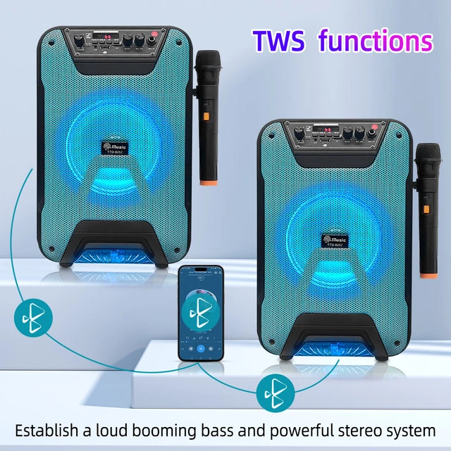 WIRELESS SUBWOOFER PORTABLE Bluetooth Speaker With Karaoke Microphone Party Bass £37.99 ...