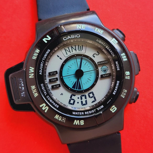 CASIO COMPASS PATHFINDER Watch Rare Vintage Chronograph Digital CPW-100 ...