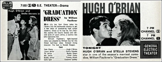 1960 CBS TV Ad Stella Stevens~Hugh O'Brian Graduation Dress GE Theater ...