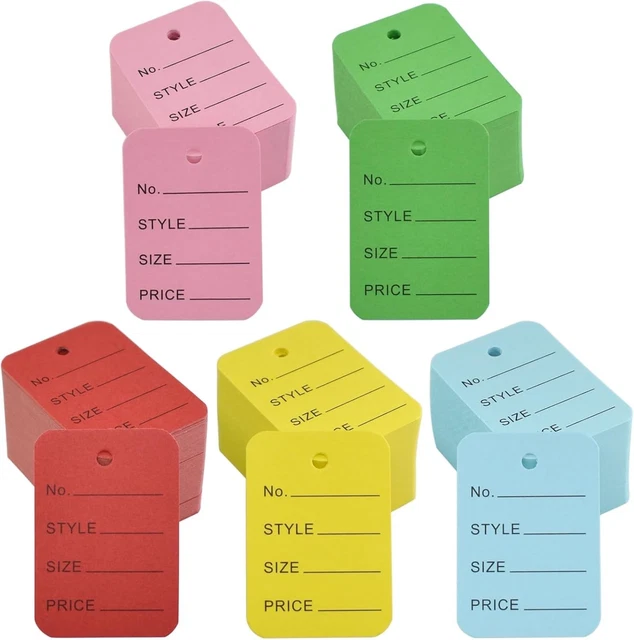 QUALITY BLANK PRICE Tags, 1.38 x 1.97 Inches - 1000 Pcs in 5 Colors $32 ...