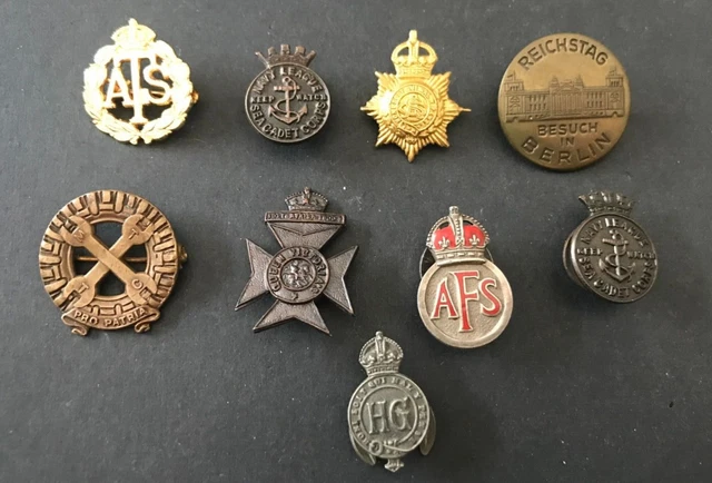 USEFU LOT OF of NINE WW1/WW2 British Military Pins & Lapel Badges £4.99 ...