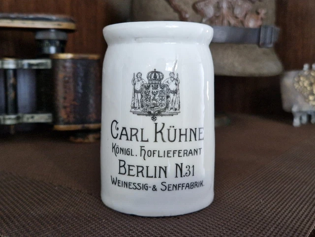 ORIGINAL WWI RELIC Porcelain Container for Mustard # Carl Kühne Berlin ...