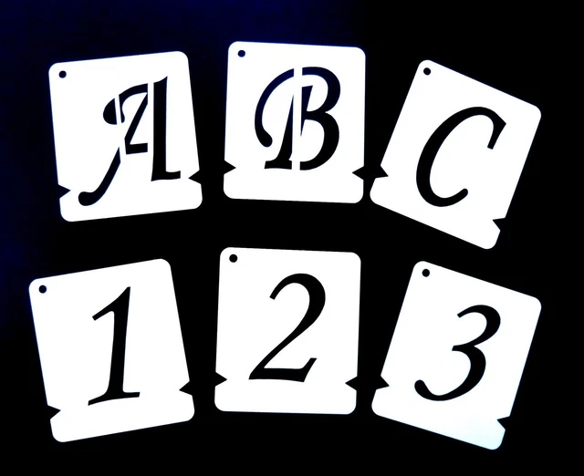 ALPHABET STENCILS SET Letter & Numbers A-Z & 0-9 Wedding Script ...