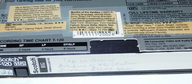 SCOTCH VHS TAPE, used blank, 1992 Bonfire Vanities/Susan Slept Here/Up In Arms $13.69 - PicClick CA