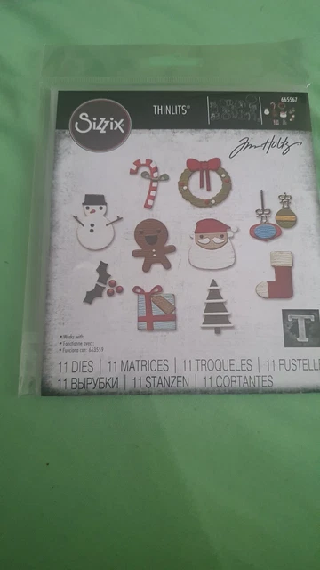 SIZZIX THINLITS 11 Piece Die Set - 665567 Christmas Minis by Tim Holtz £9.99 - PicClick UK