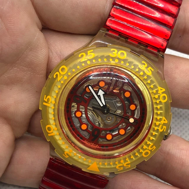 OROLOGIO SVIZZERO SWATCH Scuba Red Marine 1993 EUR 105,65 - PicClick IT
