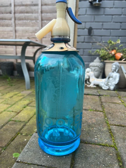 RARE VINTAGE BLUE Glass Soda Syphon - Hooper Struve & Other Crest EUR ...