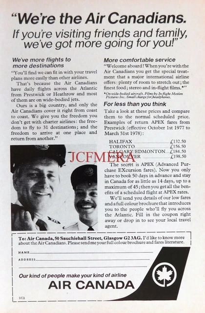 VINTAGE 'AIR CANADA' Air Line Advert : Original 1977 PRINT AD EUR 4,27 ...