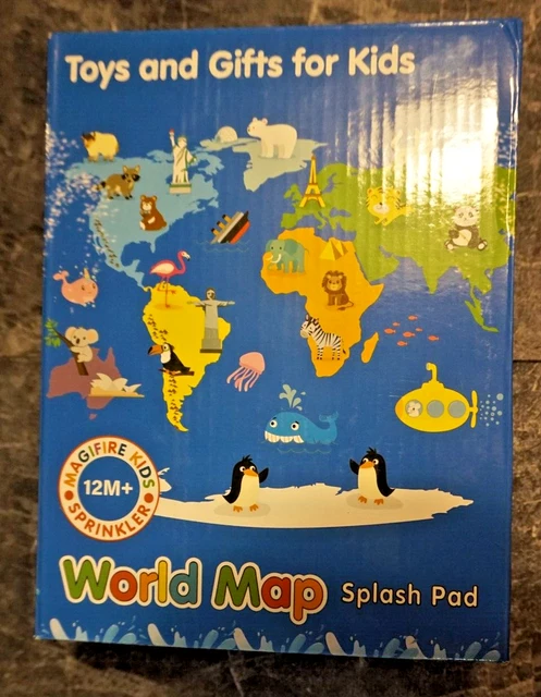 WORLD MAP SPLASH Pad and Wading Pool for Kids 67'' Inflatable NEW NIB £ ...