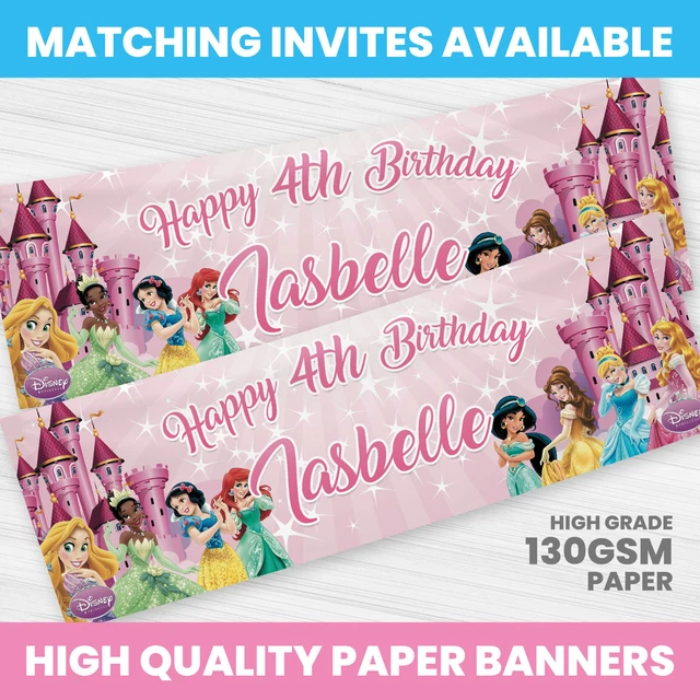 DISNEY PRINCESS BIRTHDAY Banner Personalised Any Name Party Banner Girl ...