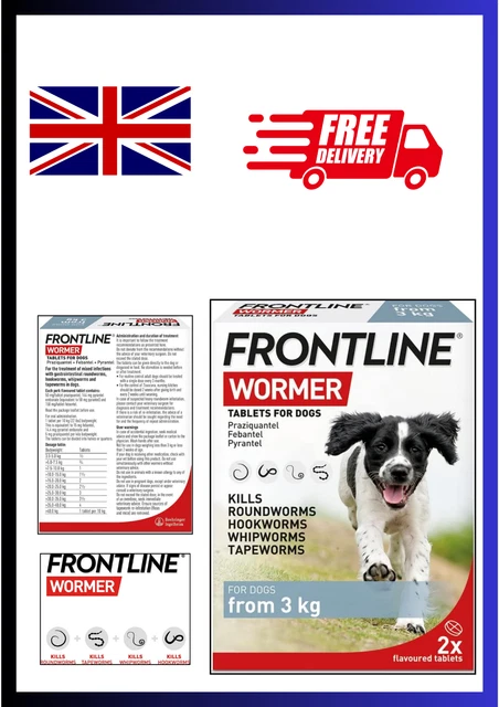 FRONTLINE WORMER - Worming Tablets for Dogs - 2 Tablets, white Uk £6.75 ...