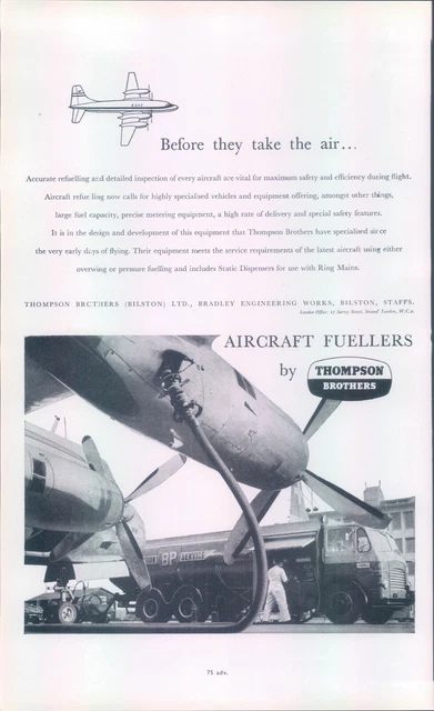 1959 THOMPSON BROTHERS Aircraft fueler full page advert from Janes ...