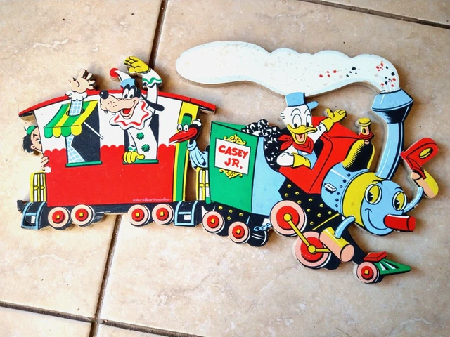 VINTAGE 1950S WALT Disney Casey Jr Circus Train Wall Art 5 Piece Mickey ...