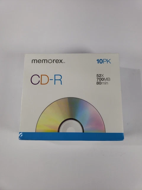 10-PACK OF MEMOREX CD-R 52X 700MB 80 Minutes with Jewel Cases Brand New ...