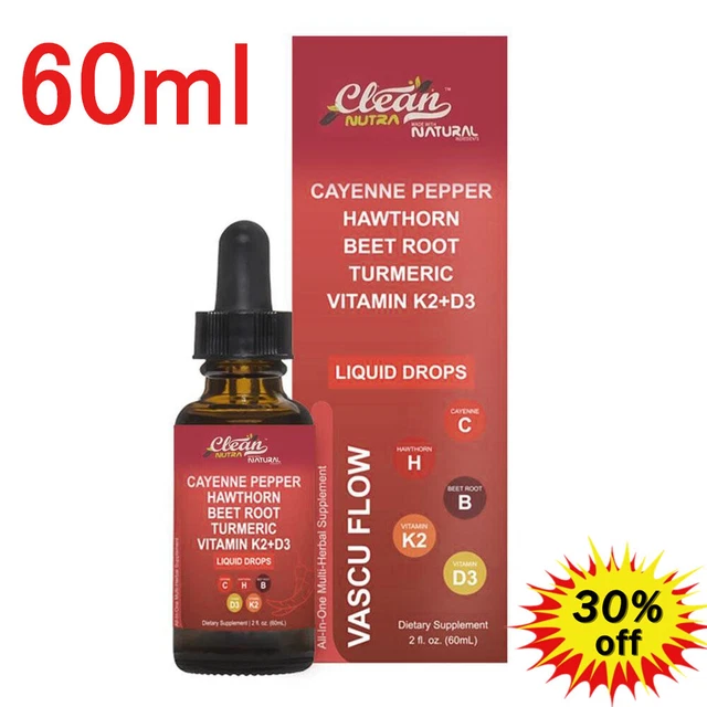 60ML CAYENNE PEPPER Hawthorn Beet RootTurmeric Vitamin K2+D3 Liquid ...