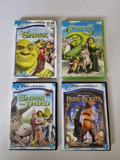DREAMWORKS SHREK DVD Movie Collection Shrek 1 2 Shrek The Third Puss In ...