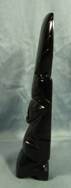 STATUE MAYA EN obsidienne, à reflets nacrés hauteur 21 cm EUR 30,00 ...