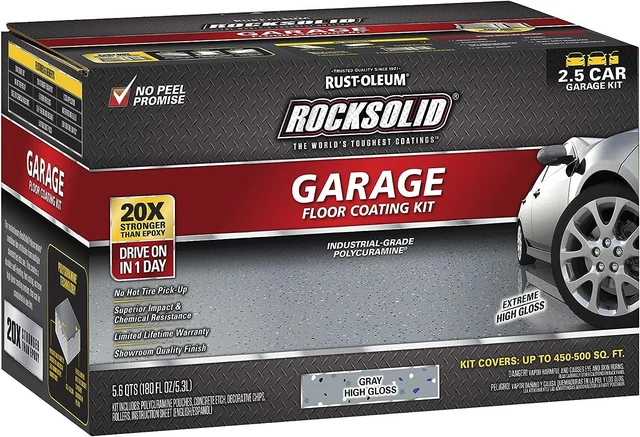 RUST-OLEUM 293513 ROCKSOLID Polycuramine Garage Oil Floor Coating, 2.5 ...