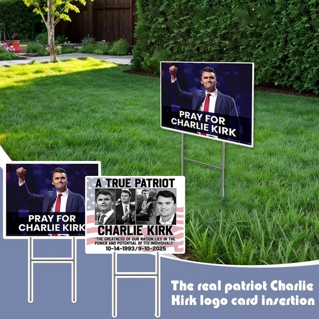A TRUE CHARLIE Kirk Sign Yard Sign with Stake Justice for Charlie N ...