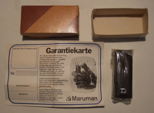 MARUMAN LIGHTER OMEGA logo in original packaging with warranty card 80s ...