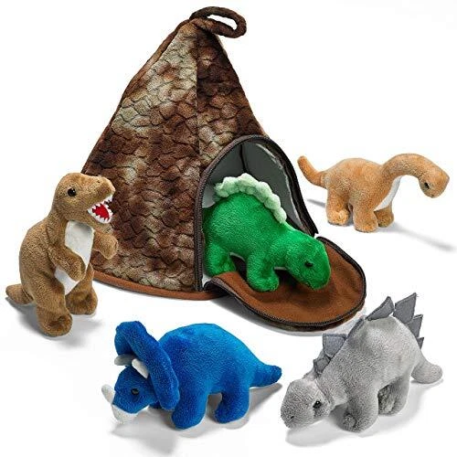 PREXTEX SOFT TOY Dinosaur Plushies, Volcano House with 5 Dinosaurs ...