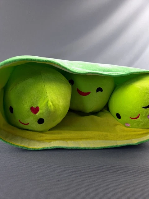 LARGE PEA POD Plushies 18” Embroidered Pea x3 Soft Plush Toys in Pod £6 ...