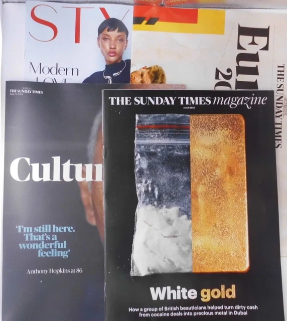 SUNDAY TIMES SUPPLEMENTS 9th June '24 Anthony Hopkins at 86 +Euro ...