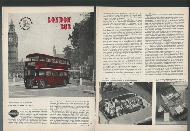 1963 LONDON BUS Road Test, double-decker, info specs photos $11.99 ...