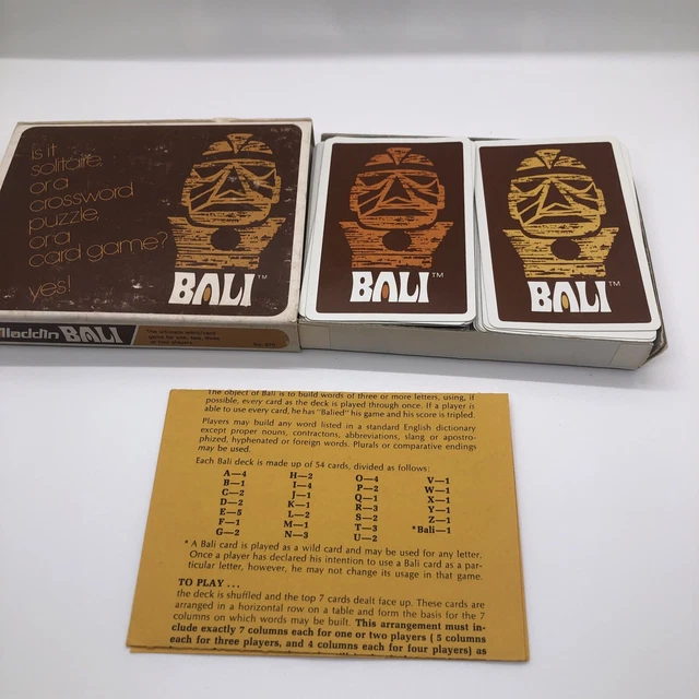 BALI CARD GAME 2 Decks Instructions by Aladdin Complete 1975 $12.00 ...