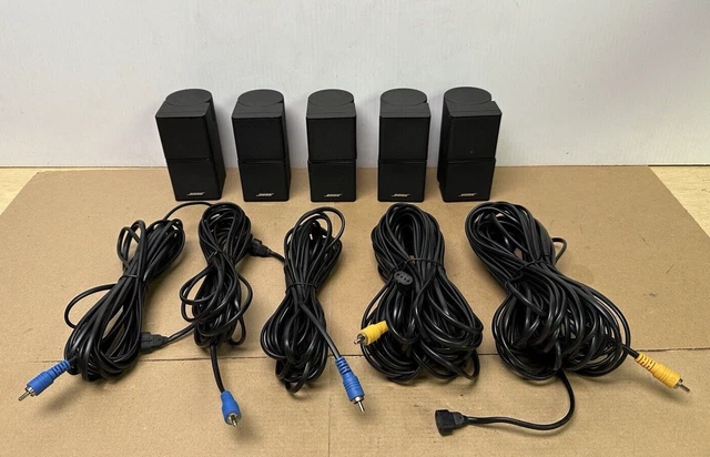 BOSE LIFESTYLE MINI Jewel Speakers Double Cube Cables C L R Black 5 LOT ...