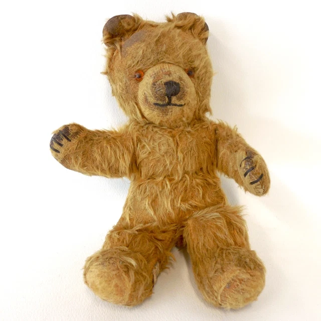 VINTAGE WENDY BOSTON teddy bear height 35cm golden brown old worn and ...