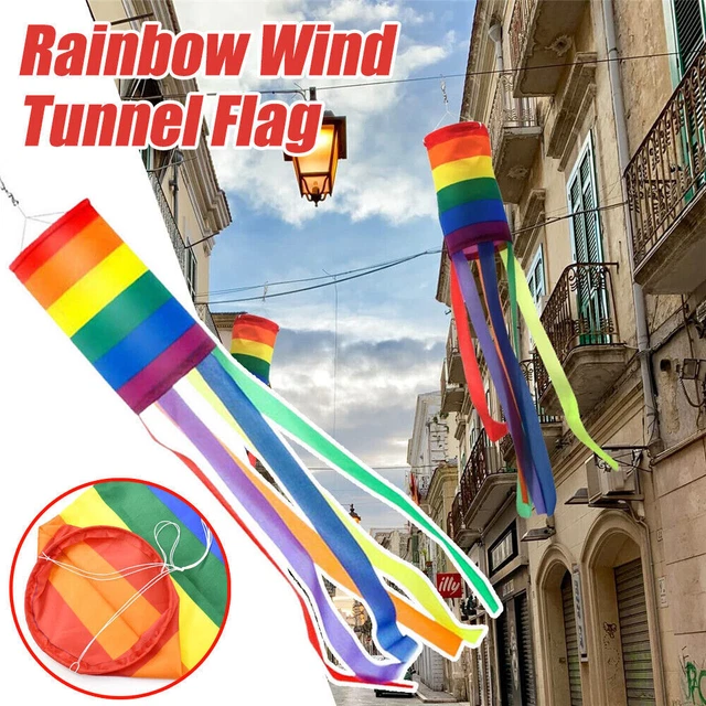 RAINDOW FESTIVAL GAY Pride Striped Column Windsock Flag LGBT Party ...