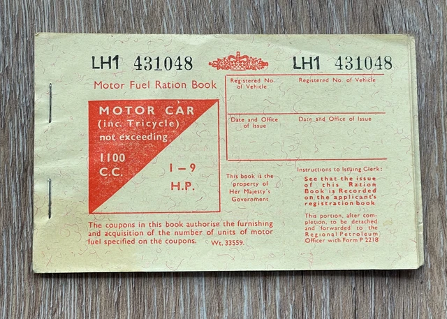 VINTAGE MOTOR 6 Month fuel Ration Book unused £6.95 - PicClick UK