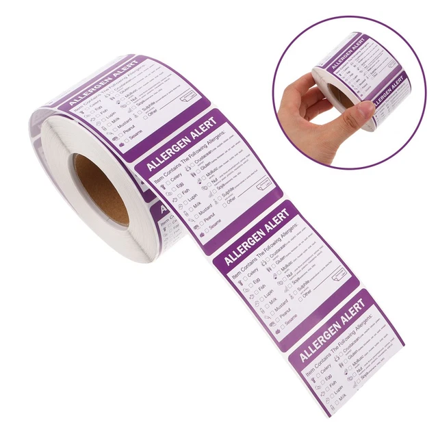 2 ROLLS ALLERGEN Label Food Labels Notification Stickers Warning $44.31 ...