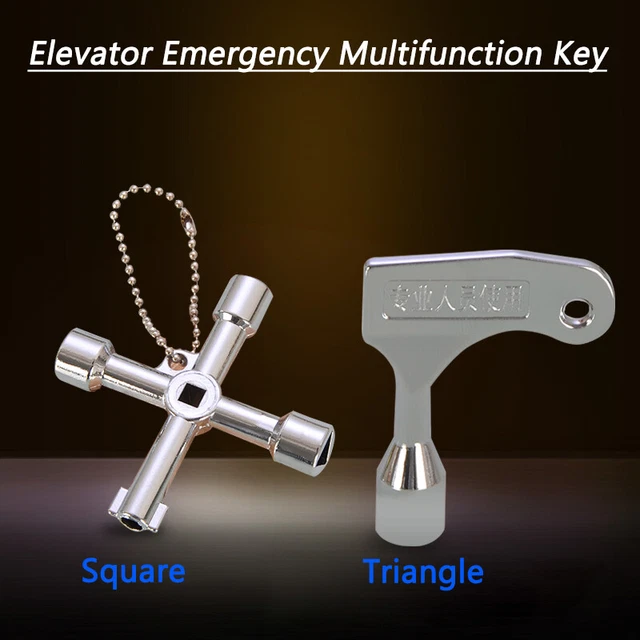 ELEVATOR EMERGENCY LIFT Door Release Lock Key Square/Triangle ...