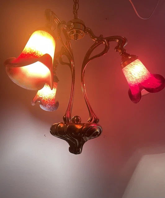VINTAGE CHRISTOPHER WRAY Solid Brass Ceiling Light Art Nouveau Style ...