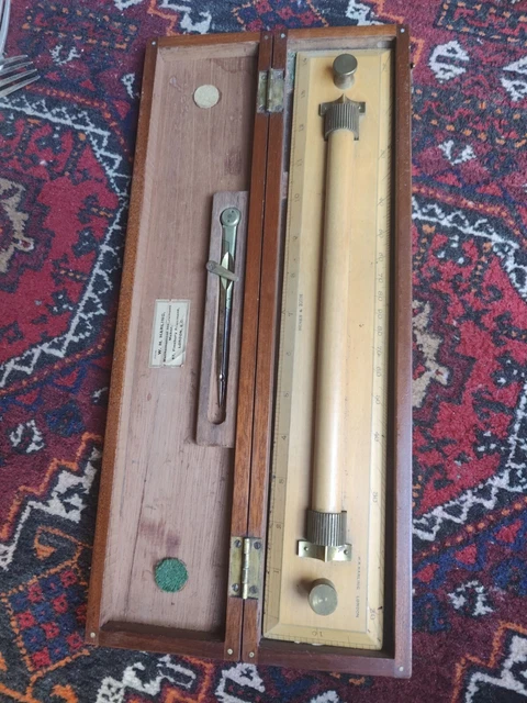 BRASS & BOXWOOD Parallel Rolling Ruler & Dividers W.Harling 117 ...