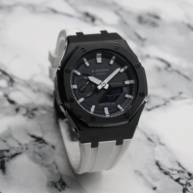 MONTRE CASIO G-SHOCK GA2100 - Custom Casioak Mod Kit Royal Oak - White ...