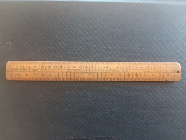 VINTAGE HUGH REES 6½" Wooden Rule Map gauge Boxwood London & Camberley ...