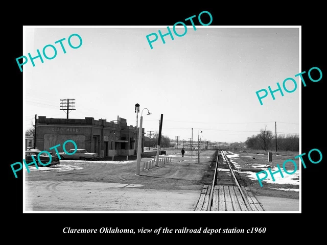 OLD LARGE HISTORIC PHOTO OF CLAREMORE OKLAHOMA RAILROAD DEPOT STATION ...